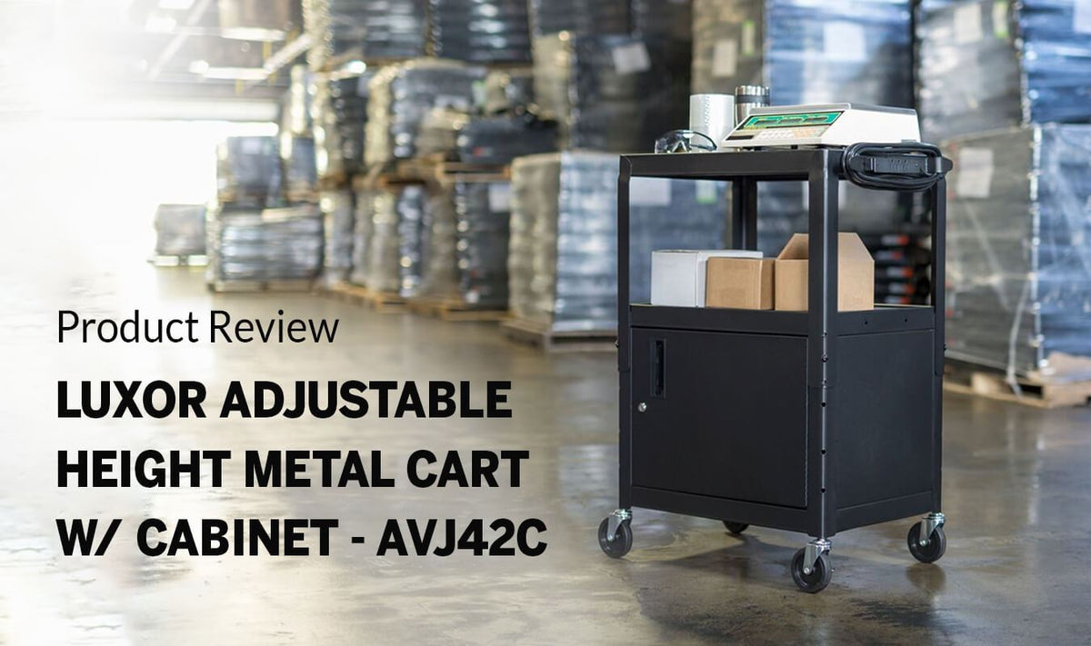 Luxor Adjustable Height Metal Cart w/ Cabinet (Black) - AVJ42C Review ...