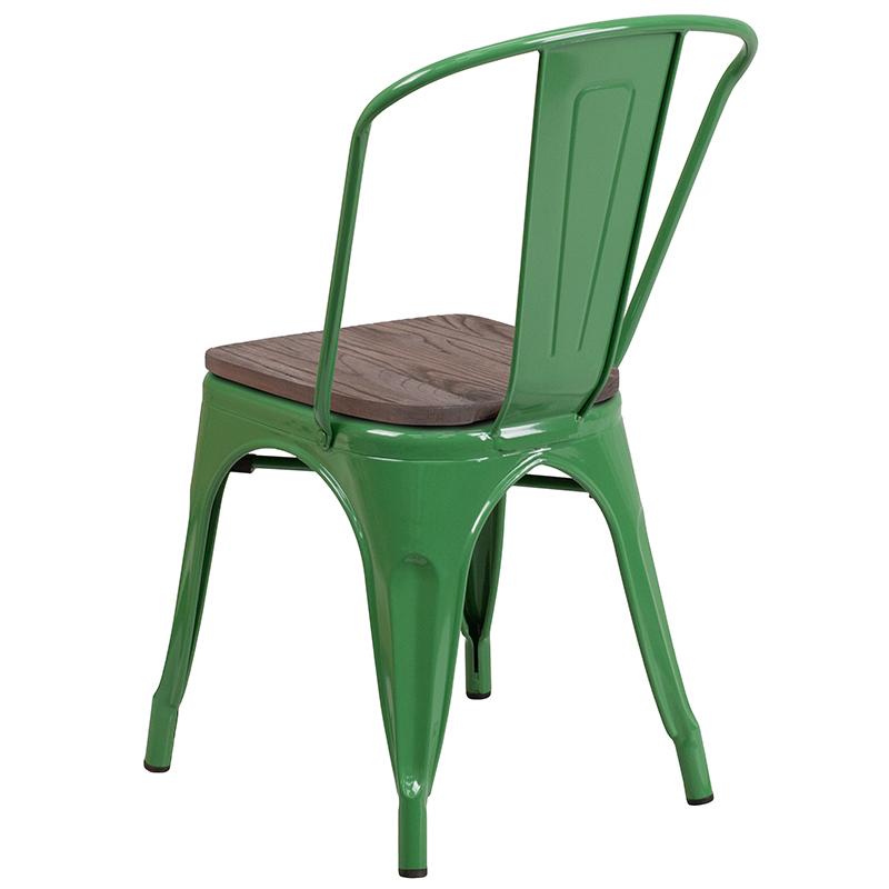 Flash Furniture Green Metal Stackable Chair with Wood Seat - CH-31230 ...