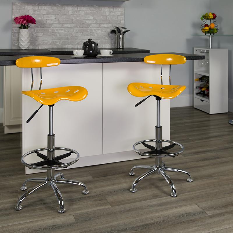Flash Furniture Vibrant Yellow and Chrome Drafting Stool with Tractor ...